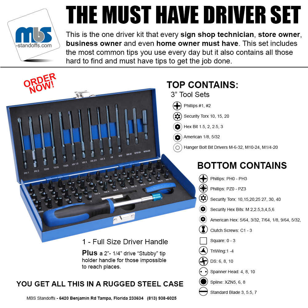 (68 Pieces) Universal Installation Tool Set Dedicated For Signage | MBS ...